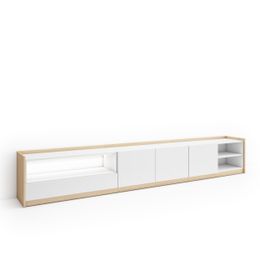 LOWBOARD, Wei&szlig; und Eiche, 310/37/50cm, mit Led