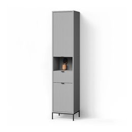 BADSCHRANK ATERNO Grau 40 x 190 cm mit T&uuml;ren, und Schublade