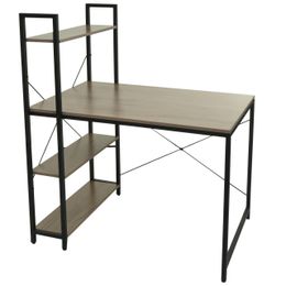 MCW SCHREIBTISCH MIT REGAL eckig Grau, Braun