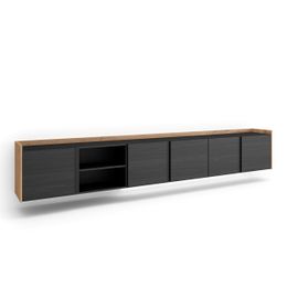 LOWBOARD, Schwarz und Eiche, 309/35/50cm, H&auml;ngend