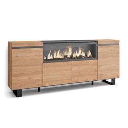 SIDEBOARD Highboard, mit Elektrokamin XXL, eiche, 208/35/87cm