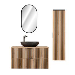 BADM&Ouml;BEL 100.6cm Gaia 2er-Set Holz in Eichenoptik und Schwarz