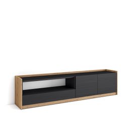 LOWBOARD, Schwarz Eiche, 207/37/50cm