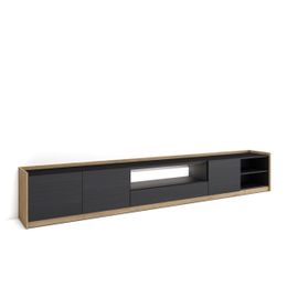 LOWBOARD, Schwarz und Eiche, 310/37/50cm, mit Led