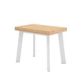 KONSOLENTISCH ausziehbar 58 bis 222cm, f&uuml;r 10 G&auml;ste, eiche wei&szlig;, 90/58/73cm