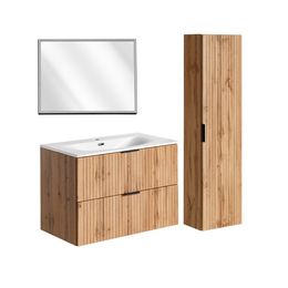 BADM&Ouml;BEL 80.2cm Adriel 2er-Set Holz in Eichenoptik