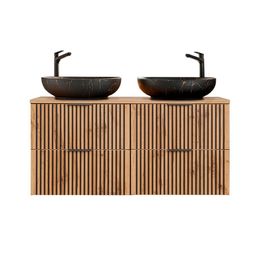 DOPPELWASCHTISCH 120.6cm Gaia Holz in Eichenoptik und Schwarz