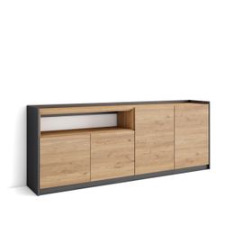 SIDEBOARD, Highboard, Eiche Schwarz, 207/37/80cm