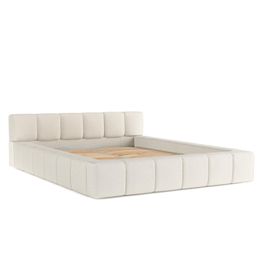 POLSTERBETT Milos mit Stauraum 160/200 cm Wei&szlig; im Bubble Stoff