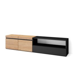 LOWBOARD, Eiche, Schwarz, 200/35/45cm
