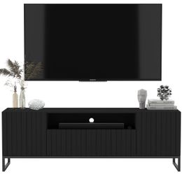 TV-SCHRANK Elpis2 Schwarz Matt mit Metallrahmen Glamour 150 cm