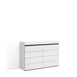 KOMMODE mit Schubladen, Sideboard Schrank, wei&szlig; und schwarz, 114/35/75cm