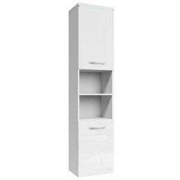 Badplaats BADEZIMMERSCHRANK Paso mit 2 T&uuml;ren Wei&szlig; Hochglanz - 35 x 35 x 160 cm