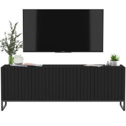TV-SCHRANK Elpis Schwarz Matt mit Metallrahmen Glamour 150 cm