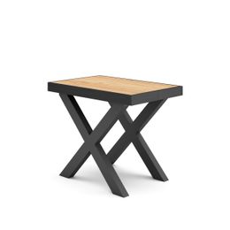 KONSOLENTISCH ausziehbar 58 bis 222cm, f&uuml;r 10 G&auml;ste, eiche, schwarz, 90/58/73cm