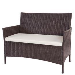 MCW POLY-RATTAN GARTENBANK Braun, Cremewei&szlig;