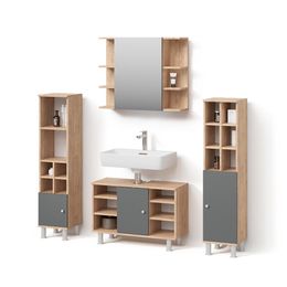 BADM&Ouml;BEL-SET Fucino Goldkraft Eiche 4 Teile, mit Midischr&auml;nke