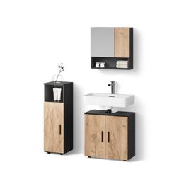 BADM&Ouml;BEL-SET Ronco Goldkraft Eiche/Anthrazit 3 Teile