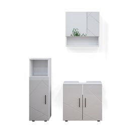 BADM&Ouml;BEL-SET Ronco Wei&szlig; Hochglanz 3 Teile