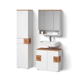 BADM&Ouml;BEL-SET Tanaro Wei&szlig; 3 Teile, mit Hochschrank