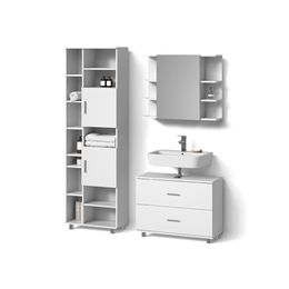BADM&Ouml;BEL-SET Eisak Wei&szlig; 3 Teile, mit Hochschrank