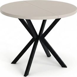 ESSTISCH Valeo runder ausziehbarer, Kaschmir Beige Grau 120-200/120/76 cm