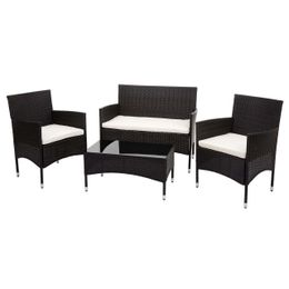 MCW POLY-RATTAN GARNITUR Braun, Cremewei&szlig;