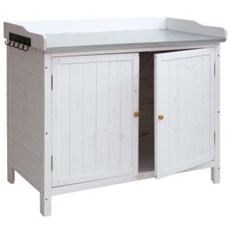 MCW GARTENSCHRANK MIT ARBEITSPLATTE Wei&szlig;