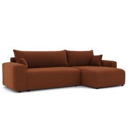 ECKSOFA mit Schlaffunktion und Bettkasten, Orange