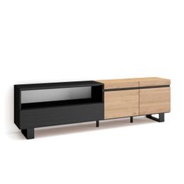 LOWBOARD, Eiche, Schwarz, 200/35/57cm