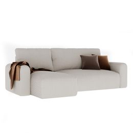 ECKSOFA JOBO mit Schlaffunktion und Bettkasten Creme