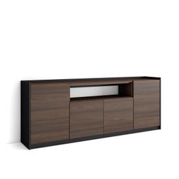 SIDEBOARD, Highboard, Dunkler Eiche und Schwarz, 207/37/80cm
