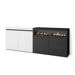 SIDEBOARD Elektrokamin, wei&szlig; und schwarz, 200/35/75cm