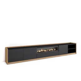 LOWBOARD, Schwarz Eiche, Elektrokamin, 310/37/50cm