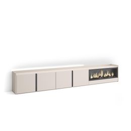 LOWBOARD, Beige, 315/35/50cm, Kamin mit Feuereffekt XXL