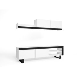WOHNWAND Idem wei&szlig;, schwarz, 180/40/200cm