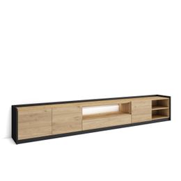 LOWBOARD, Eiche und Schwarz, 310/37/50cm, mit Led