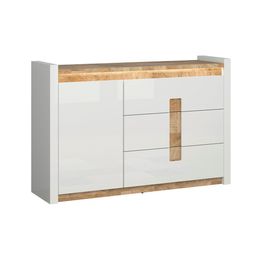 SIDEBOARD Helios Wei&szlig; und Holz