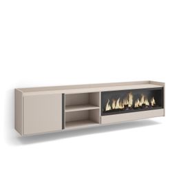 LOWBOARD, Beige, 212/35/50cm, Kamin mit Feuereffekt XXL
