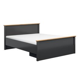 BETT 160/200 Duck Anthrazitgrau und Holz in Eichenoptik