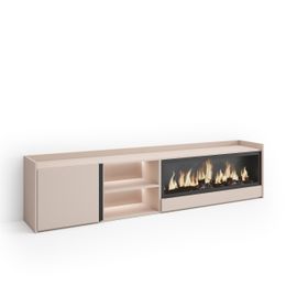 LOWBOARD, Beige, 212/35/50cm, Kamin mit Feuereffekt XXL
