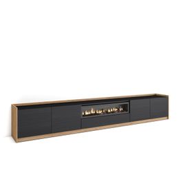 LOWBOARD, Schwarz Eiche, Elektrokamin, 310/37/50cm
