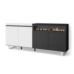 SIDEBOARD Elektrokamin, wei&szlig; und schwarz, 200/35/87cm