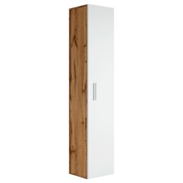 Badplaats BADEZIMMERSCHRANK Pluto mit 1 T&uuml;r Eiche mit Wei&szlig; - 30 x 30 x 150 cm