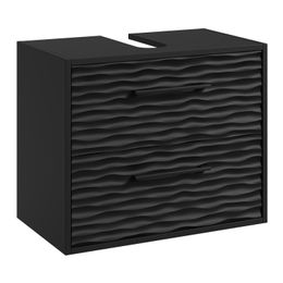 Badplaats WASCHBECKENUNTERSCHRANK Etna 2 Schubladen Schwarz Matt - 60 x 35 x 50 cm