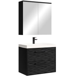 Badplaats BADM&Ouml;BEL-SET Etna 3 Teile Schwarz Matt - 60 x 35 x 51 cm