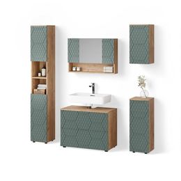 BADM&Ouml;BEL-SET Ronco Gr&uuml;n/Goldkraft Eiche 5 Teile