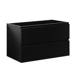 Badplaats WASCHBECKENUNTERSCHRANK Angela 2 Schubladen Schwarz Matt - 80 x 48 x 50 cm