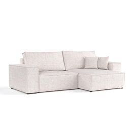 ECKSOFA CAVO mit Schlaffunktion Hellbeige im Neve Stoff