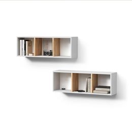 WANDREGAL Lorena Wei&szlig;/Goldkraft Eiche 90 x 30 cm 2er Set